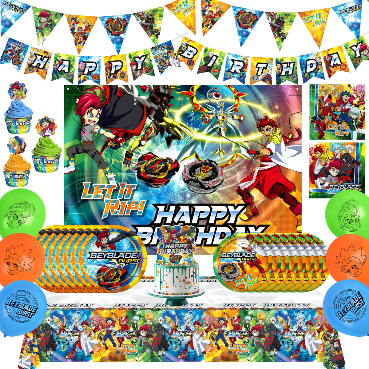 BEYBLADE Party Supplies Ultimate Set for 24 Guests – Treasures Gifted
