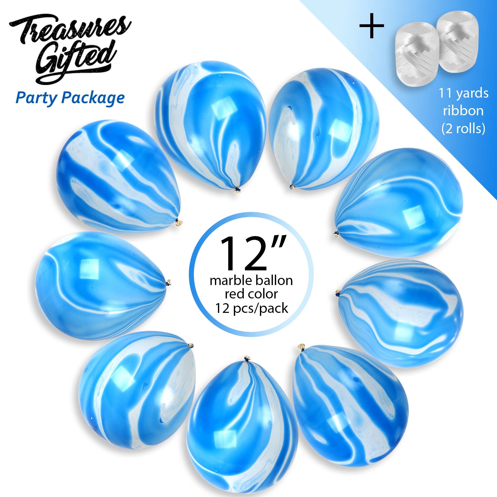 Blue Marble Balloons - 12 Inch Latex Balloons – Treasures Gifted