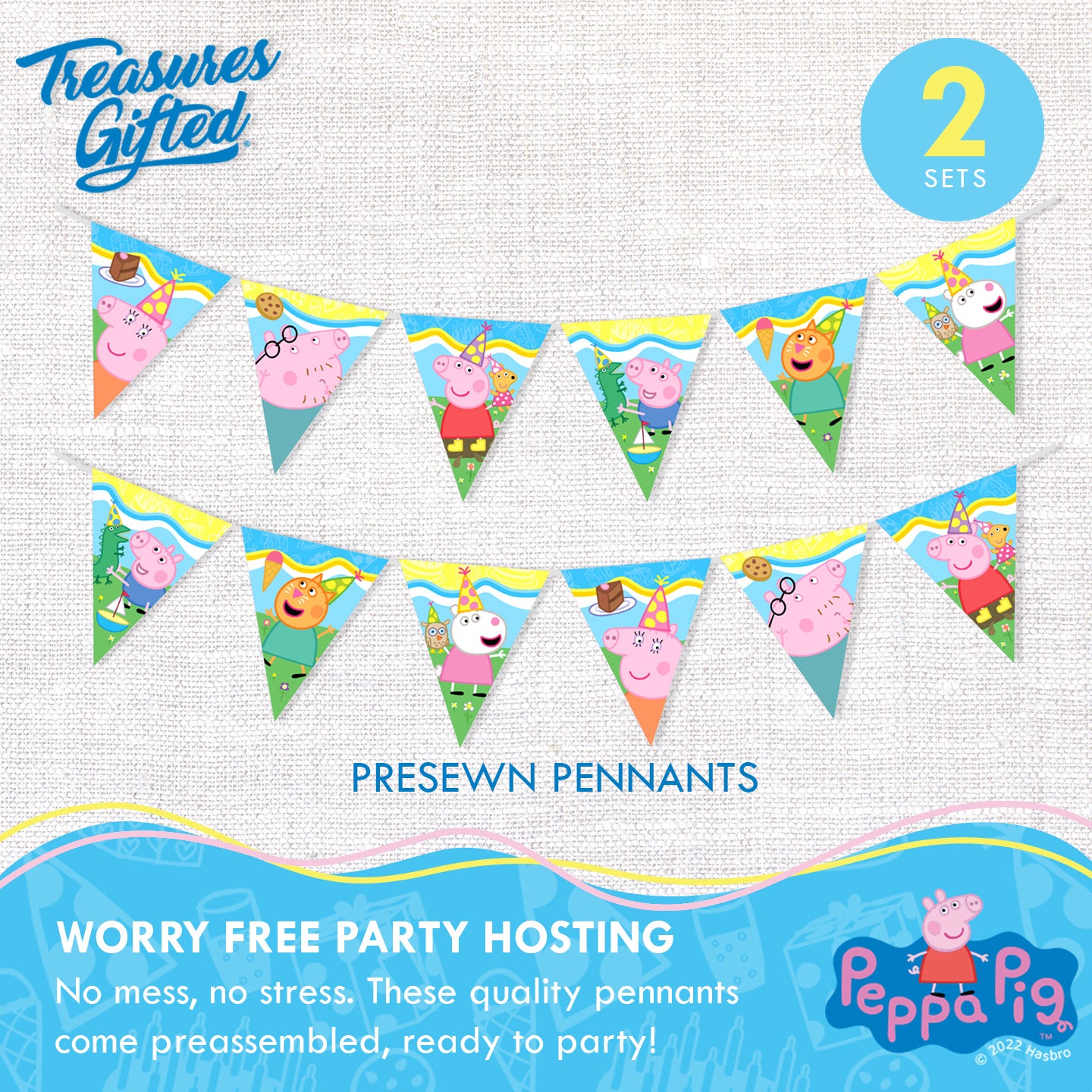 Peppa Pig Party Banner & Peppa Pig Pennants Kit – Treasures Gifted