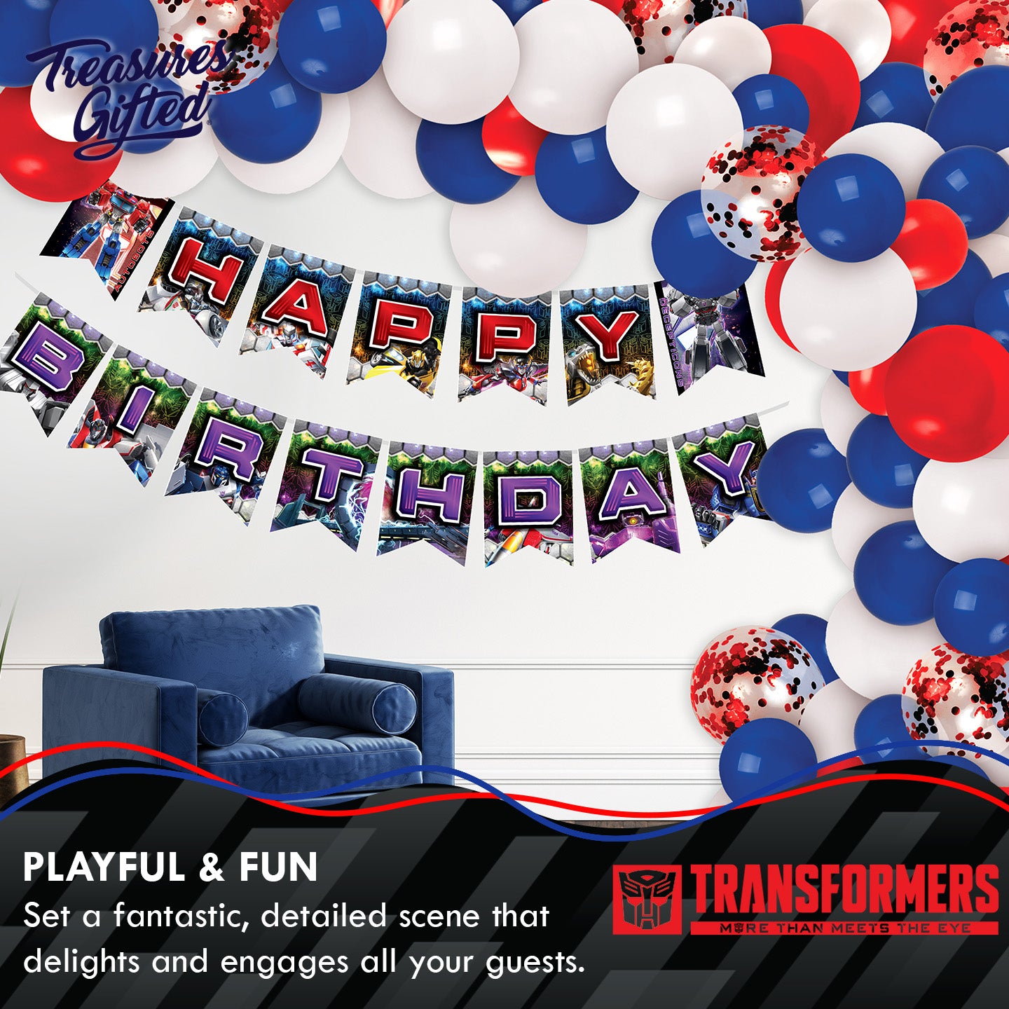 Transformers Birthday Banner - Transformers Party Supplies – Treasures ...