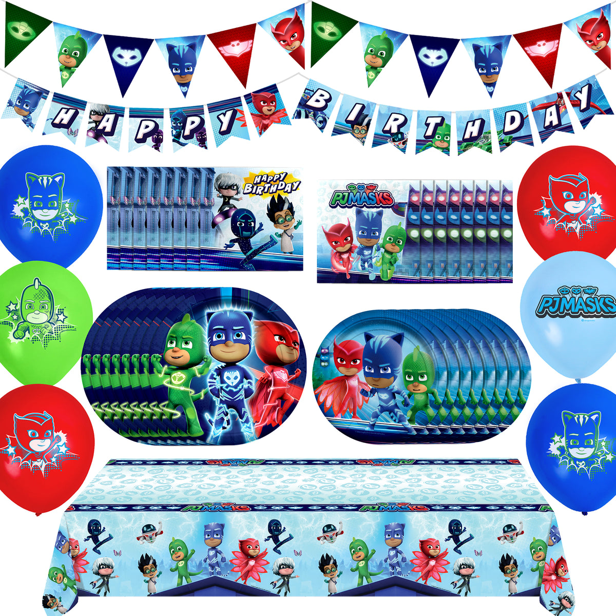 PJ Masks Party Supplies Complete Set for 16 Guests – Treasures Gifted