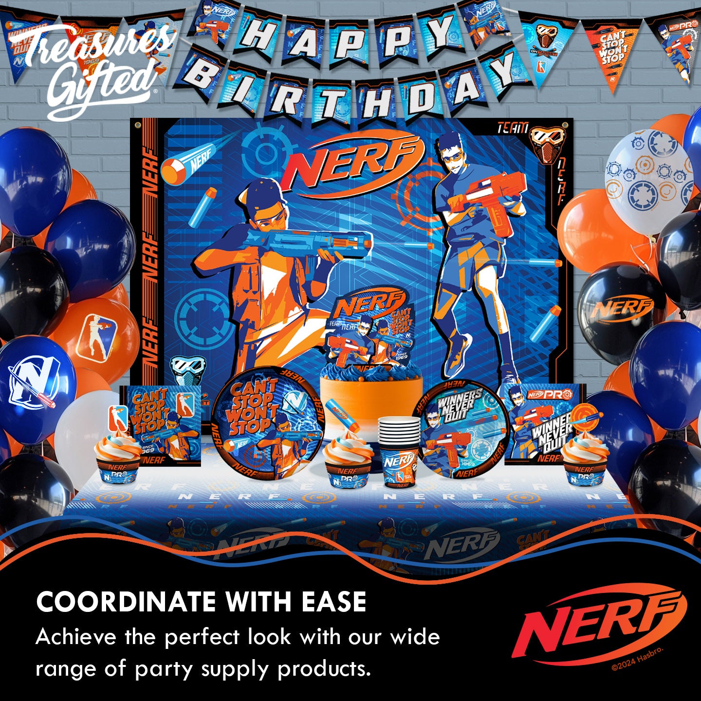Nerf Birthday Backdrop - Nerf Party Supplies – Treasures Gifted