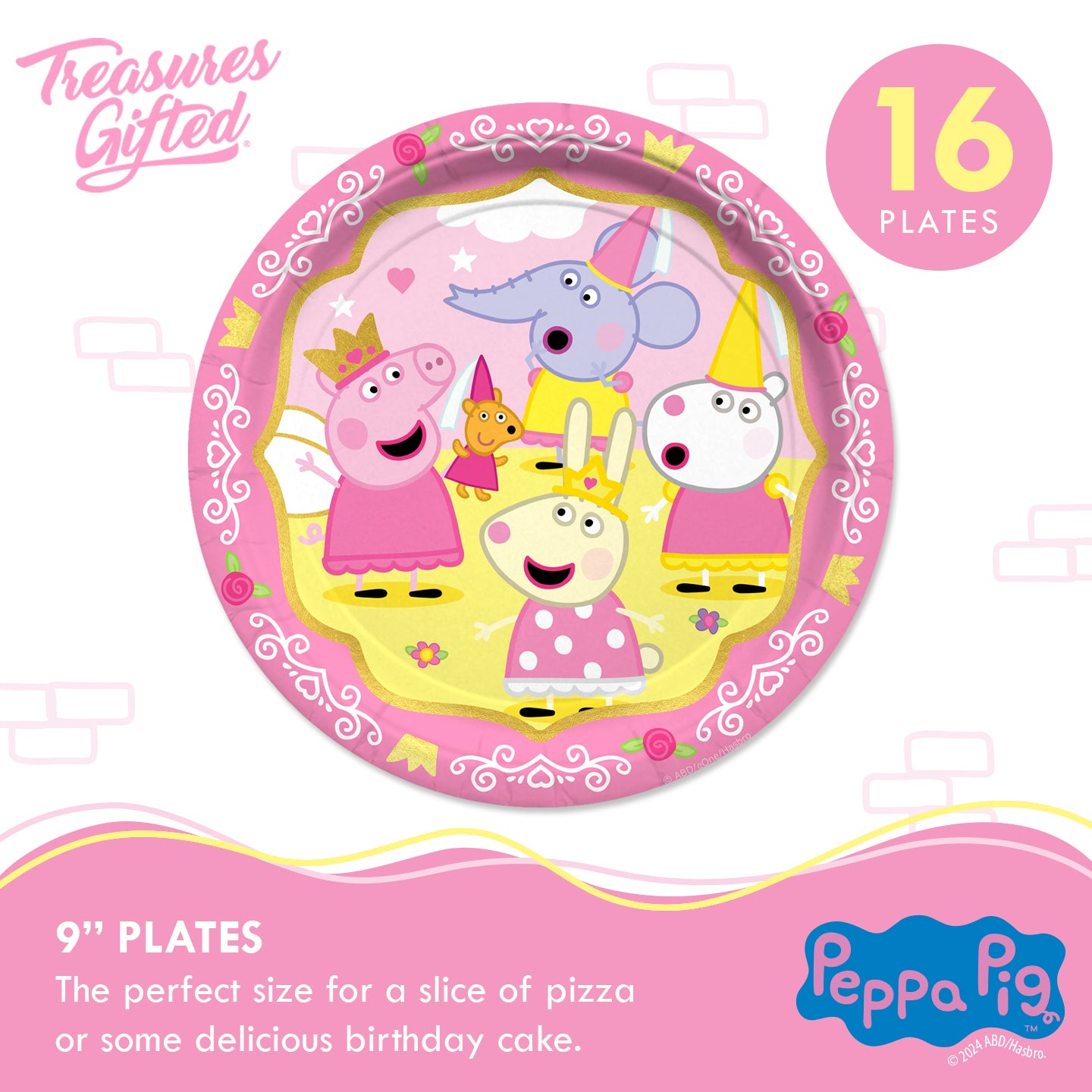 Princess Peppa Pig Party Supplies Tableware Deluxe Set for 16 Guests ...