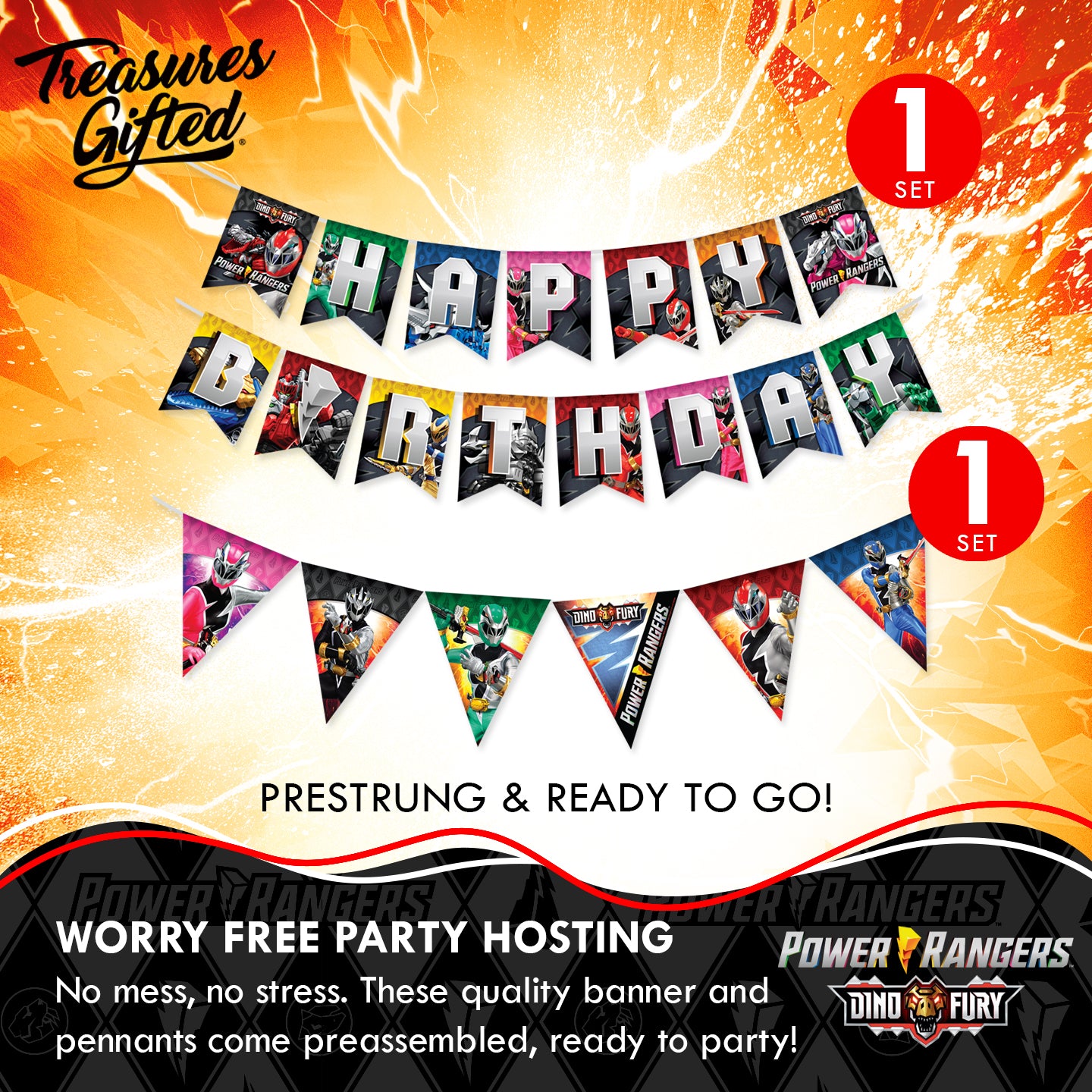 Power Rangers Party Supplies Complete Set for 16 Guests – Treasures Gifted