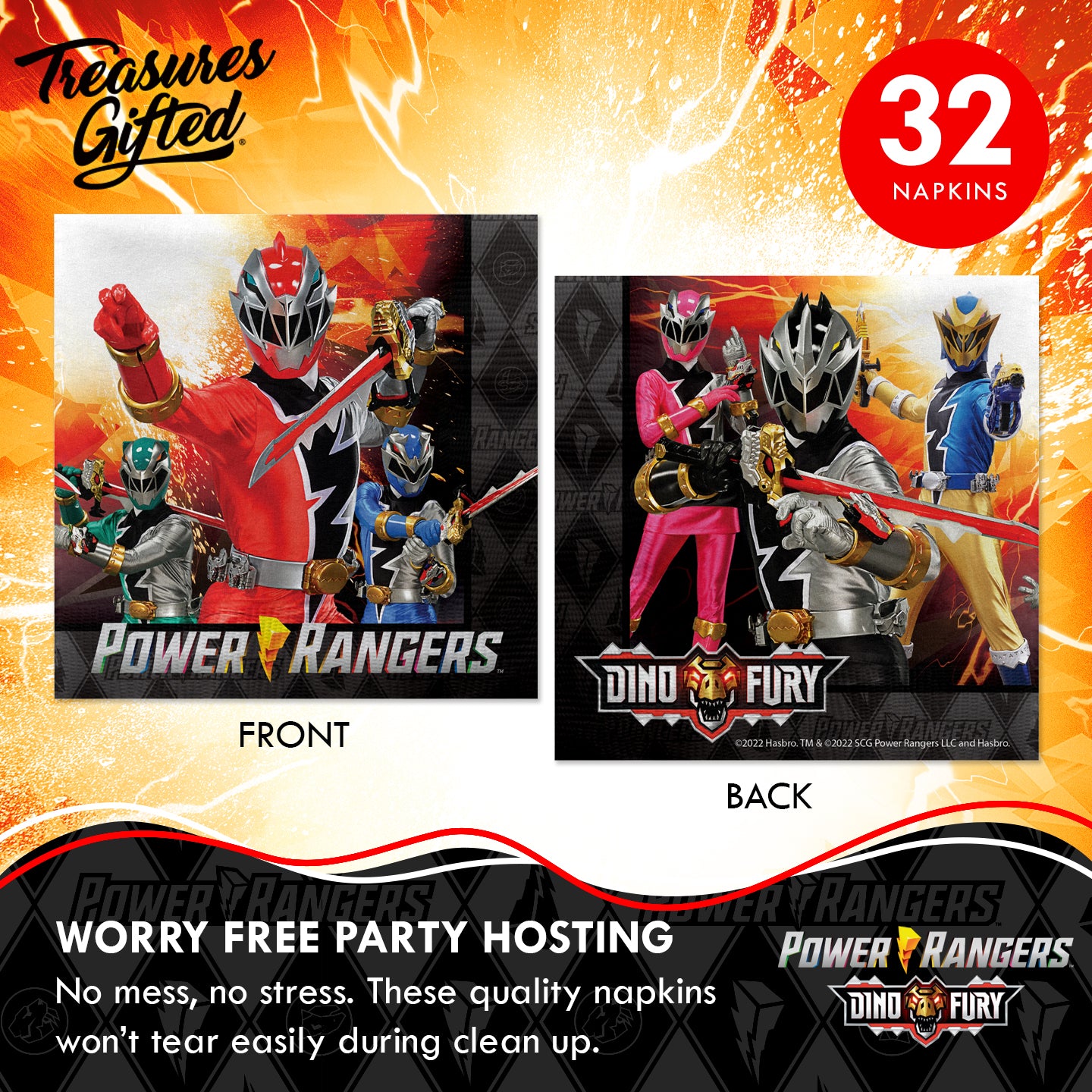 Power Rangers Party Supplies Complete Set for 24 Guests – Treasures Gifted