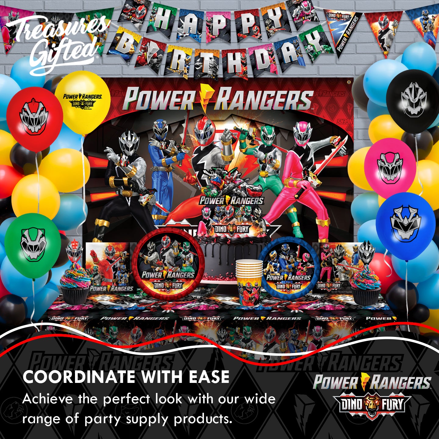 Power Rangers Birthday Banner Pennant - Power Rangers Party Supplies ...