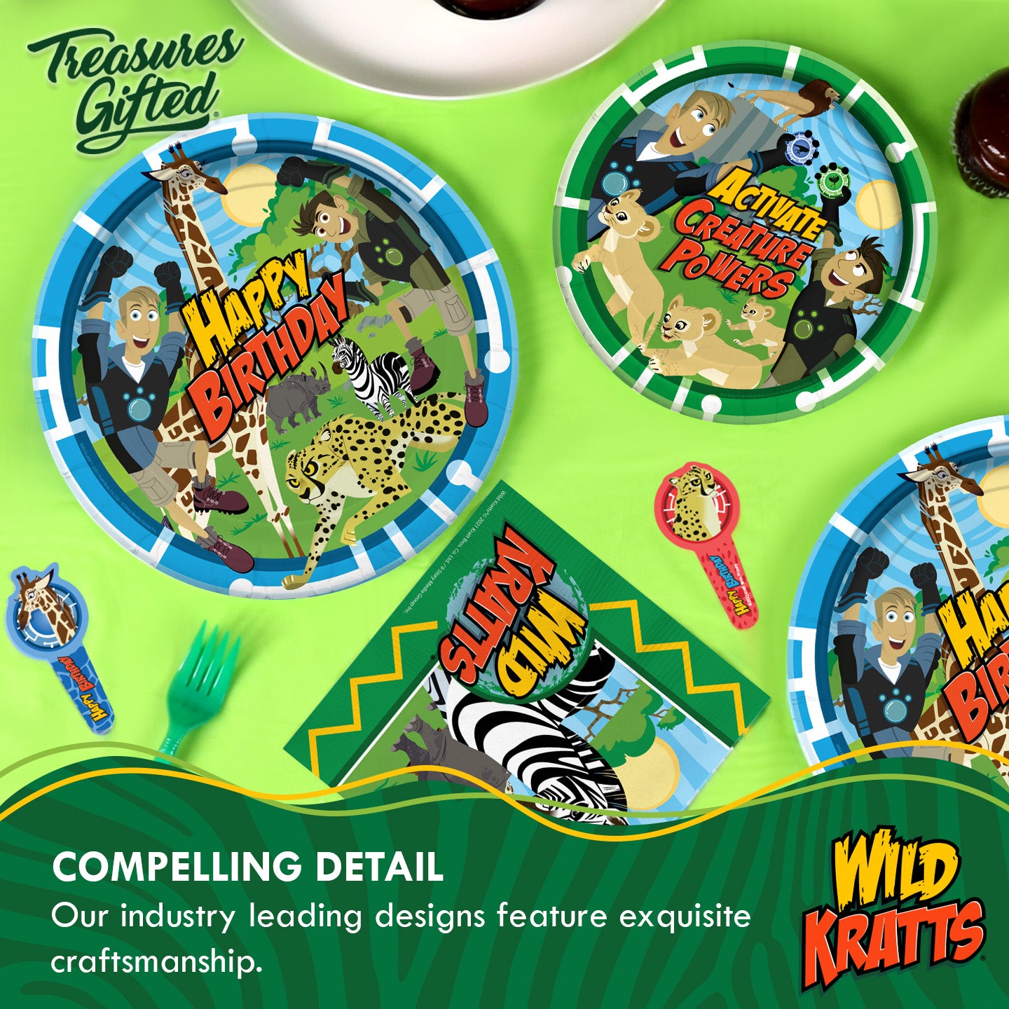 Wild Kratts Birthday Party Supplies Tableware Deluxe Set for 24 Guests ...