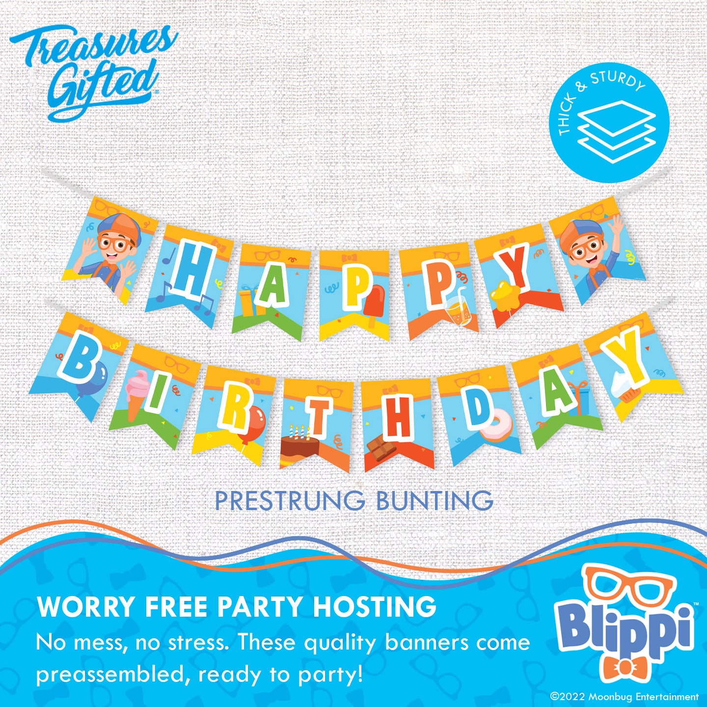 Blippi Birthday Banner & Pennants Kit - Blippi Party Supplies ...