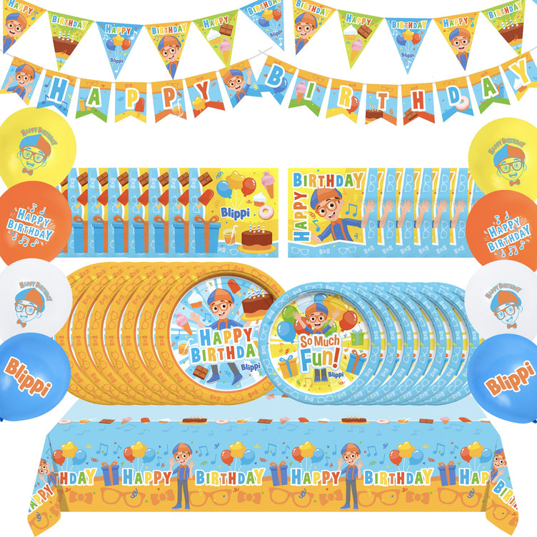 Blippi Party Tableware Classic Set for 24 Guests – Treasures Gifted