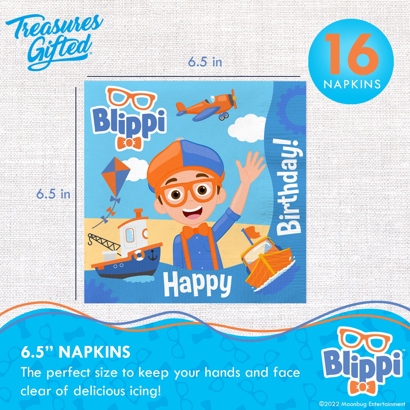 Blippi Vehicle Party Tableware Deluxe Set for 16 Guests – Treasures Gifted
