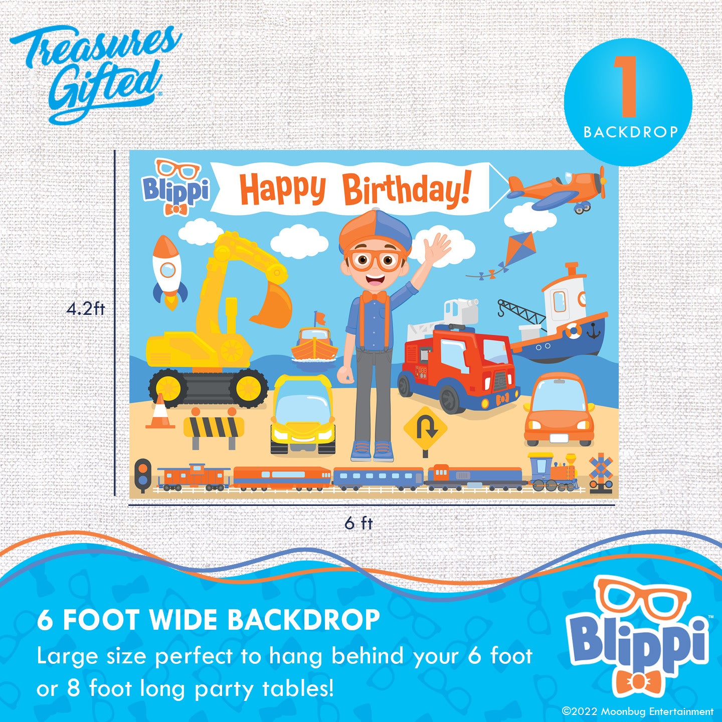 Blippi Banner Backdrop Vehicle - Blippi Party Supplies – Treasures Gifted