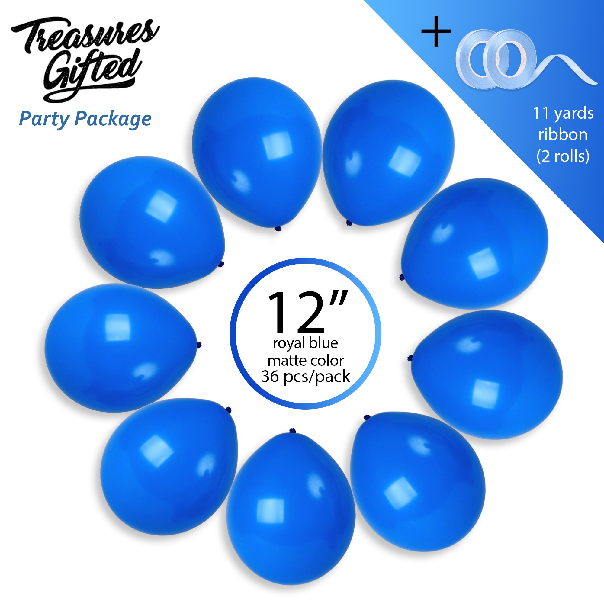 Matte Royal Blue Balloons - 12 Inch Latex Balloons – Treasures Gifted