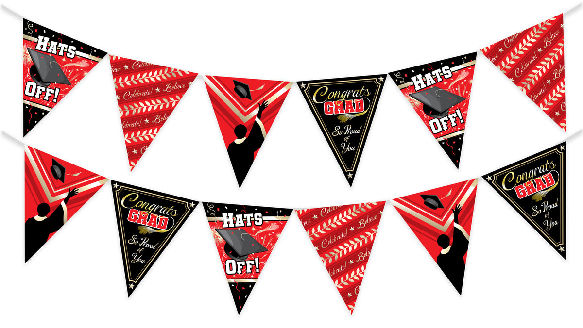 Red Graduation Banner Pennant - Red Graduation Party Decorations ...