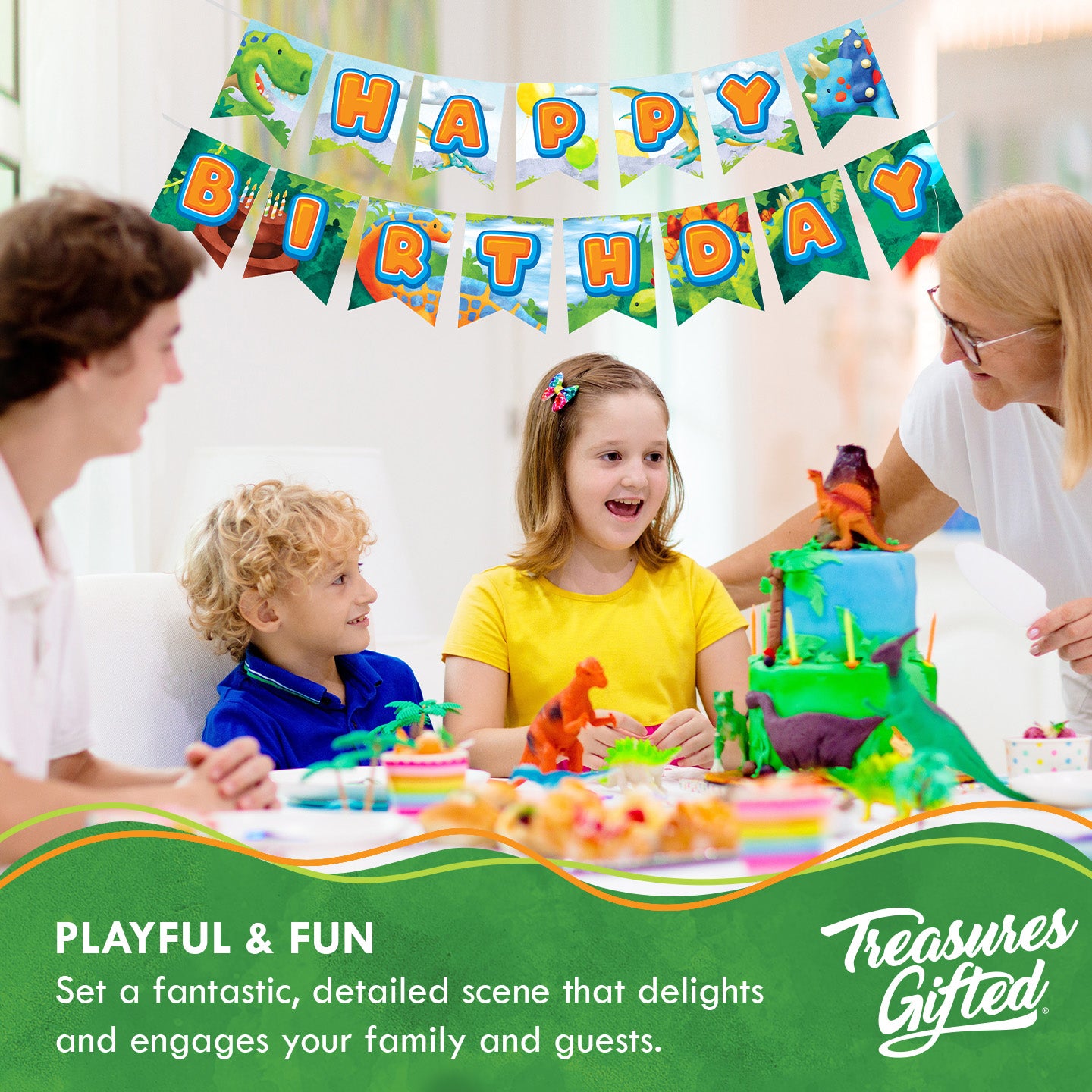 Dinosaur Banner & Pennants Kit - Dinosaur Party Supplies – Treasures Gifted