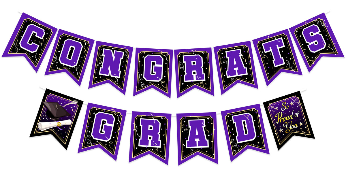 Purple Graduation Banner - Purple Graduation Party Decorations ...