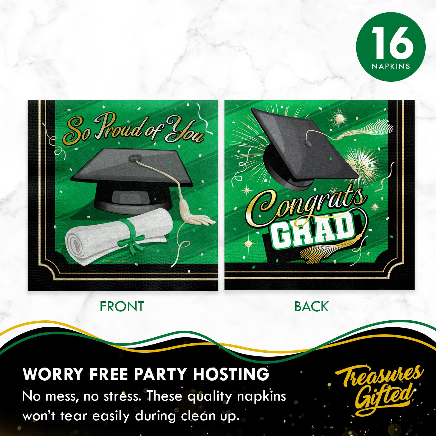 Green Graduation Party Supplies Complete Set for 16 Guests – Treasures ...