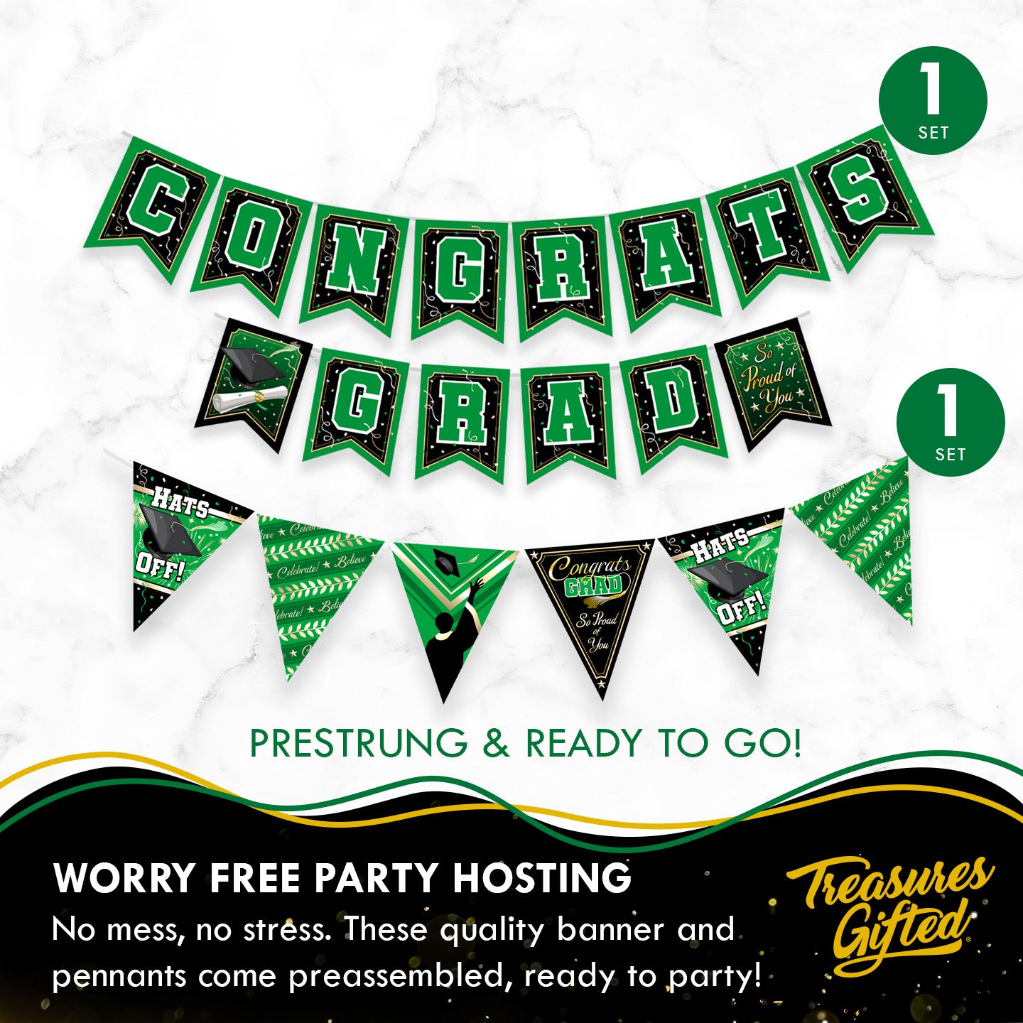Green Graduation Party Supplies Complete Set for 16 Guests – Treasures ...