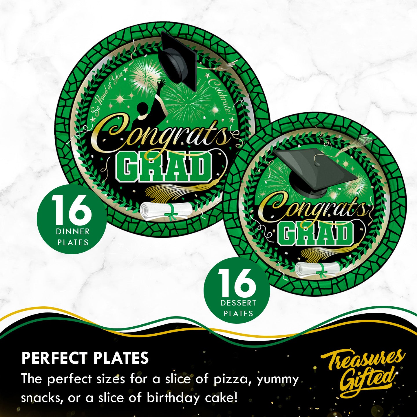 Green Graduation Party Supplies Ultimate Set for 16 Guests – Treasures ...