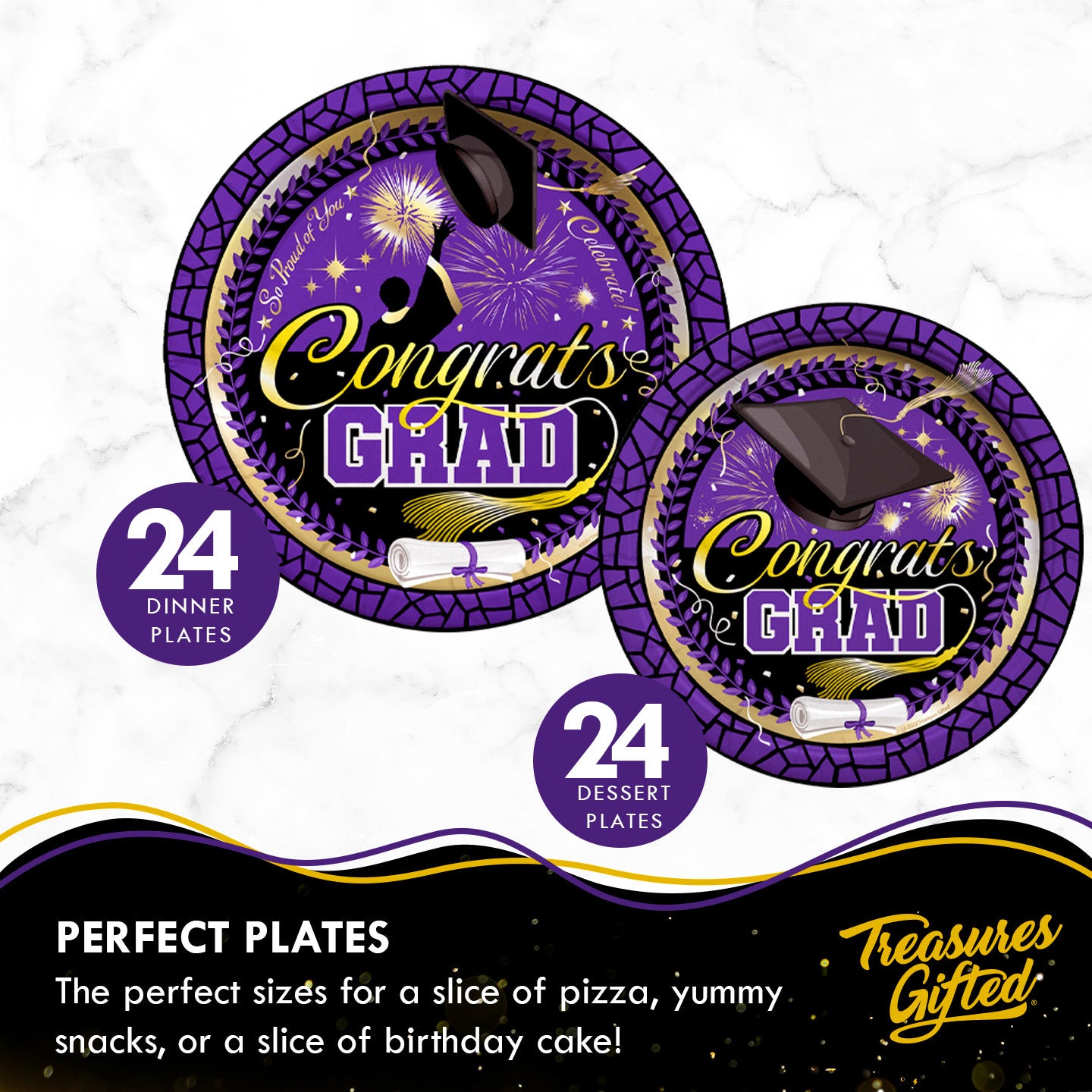 Purple Graduation Party Supplies Ultimate Set for 24 Guests – Treasures ...