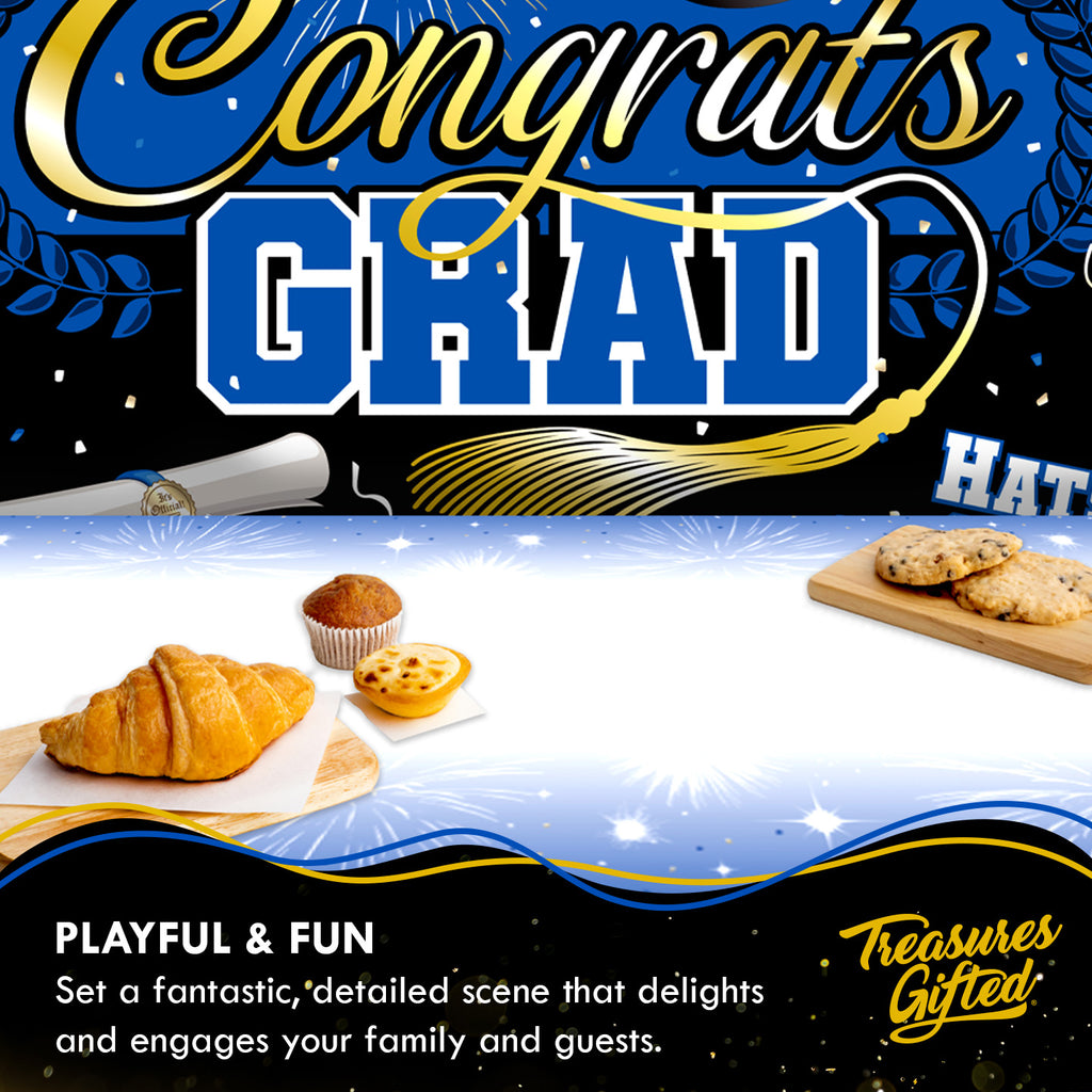 Blue Graduation Backdrop - Blue Graduation Party Supplies – Treasures ...