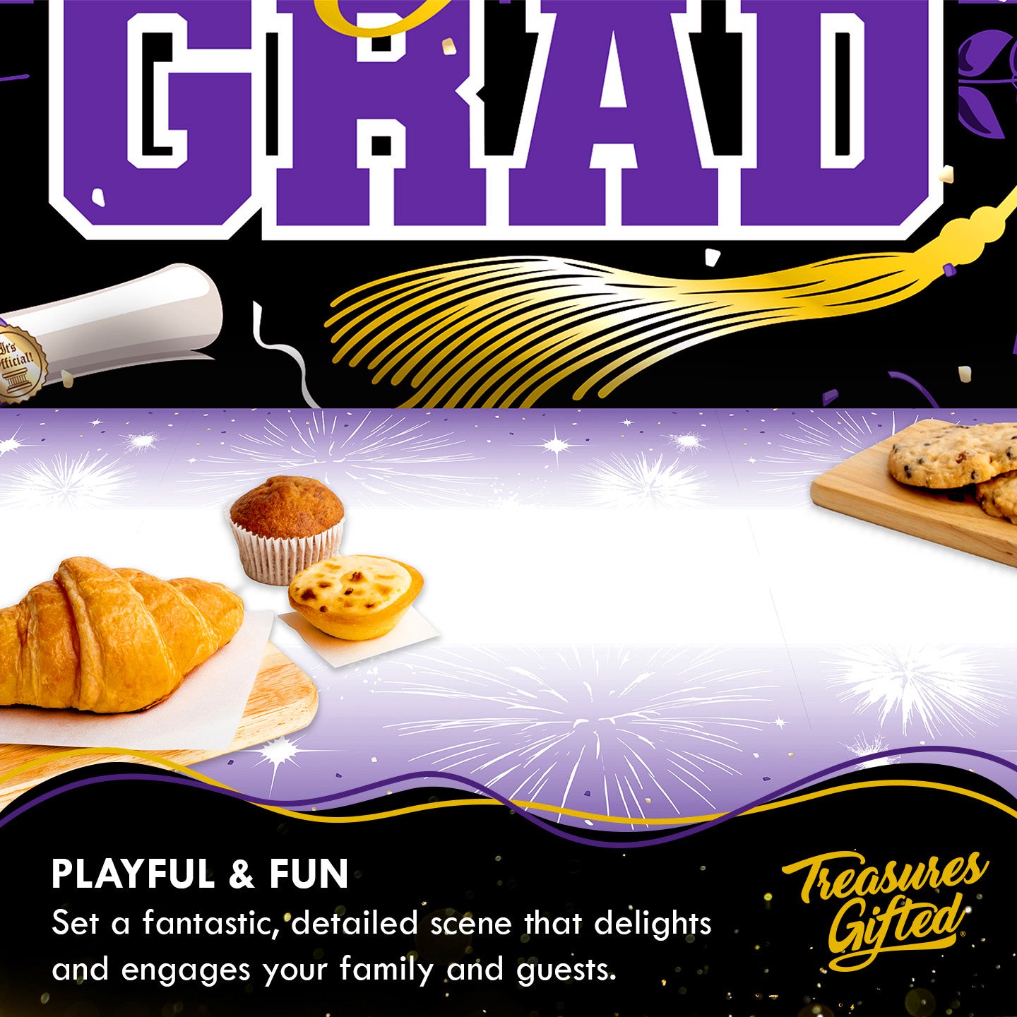 Purple Graduation Backdrop - Purple Graduation Party Supplies ...