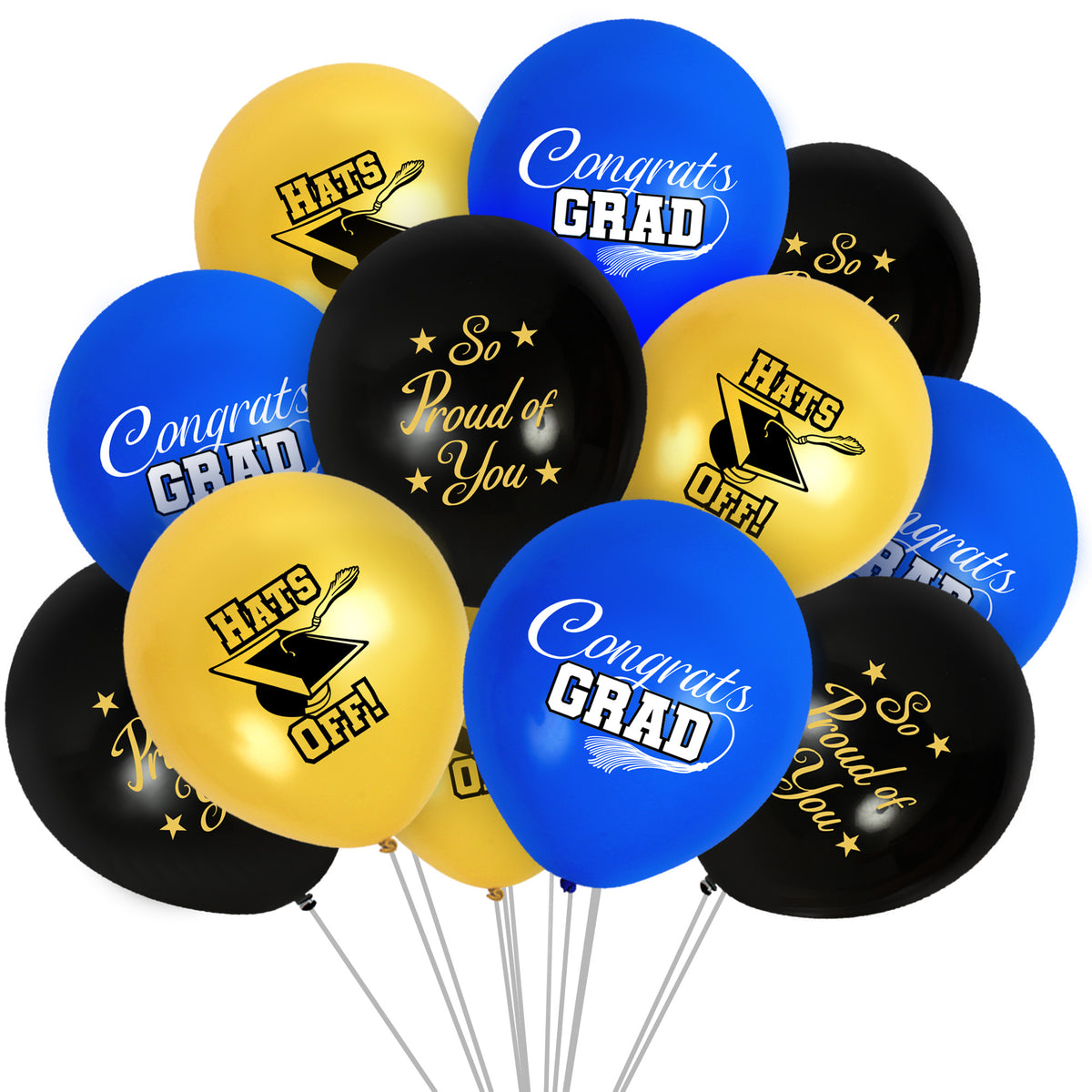Blue Graduation Balloon Bouquet - Blue Graduation Party Supplies ...