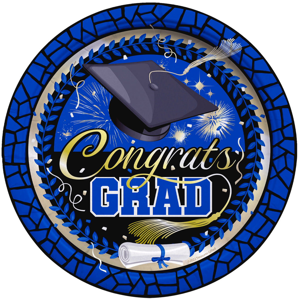 Blue Graduation Plates 7in - Blue Graduation Party Supplies – Treasures ...