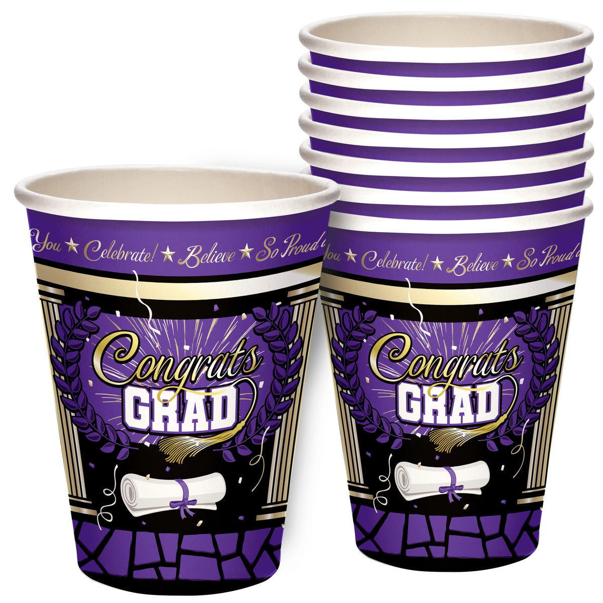 Purple Graduation Cups - Purple Graduation Party Supplies – Treasures ...