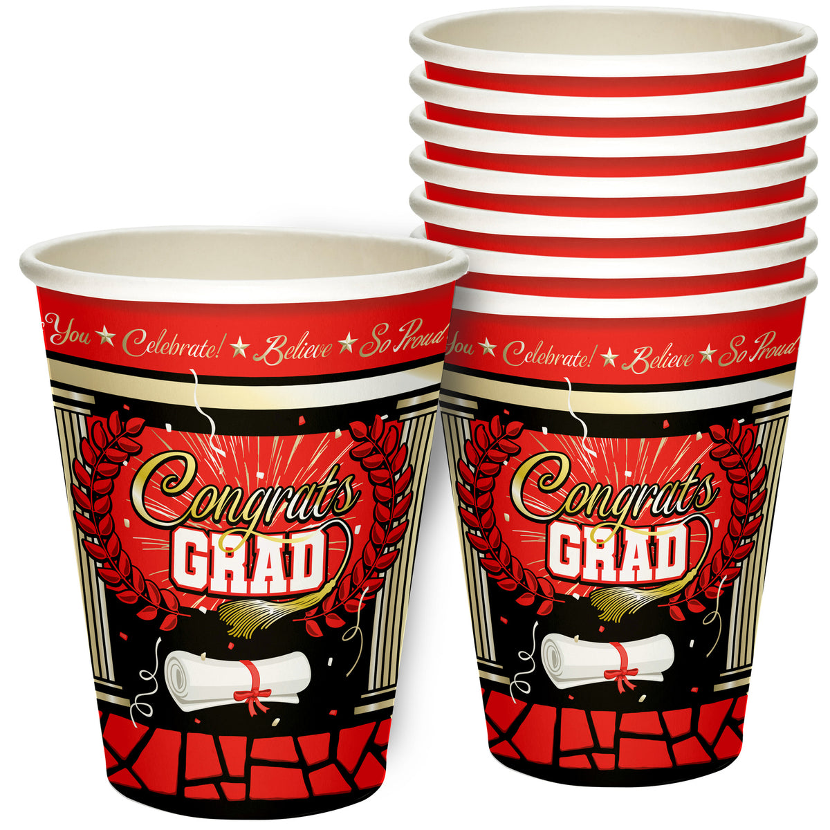 Red Graduation Cups - Red Graduation Party Supplies – Treasures Gifted