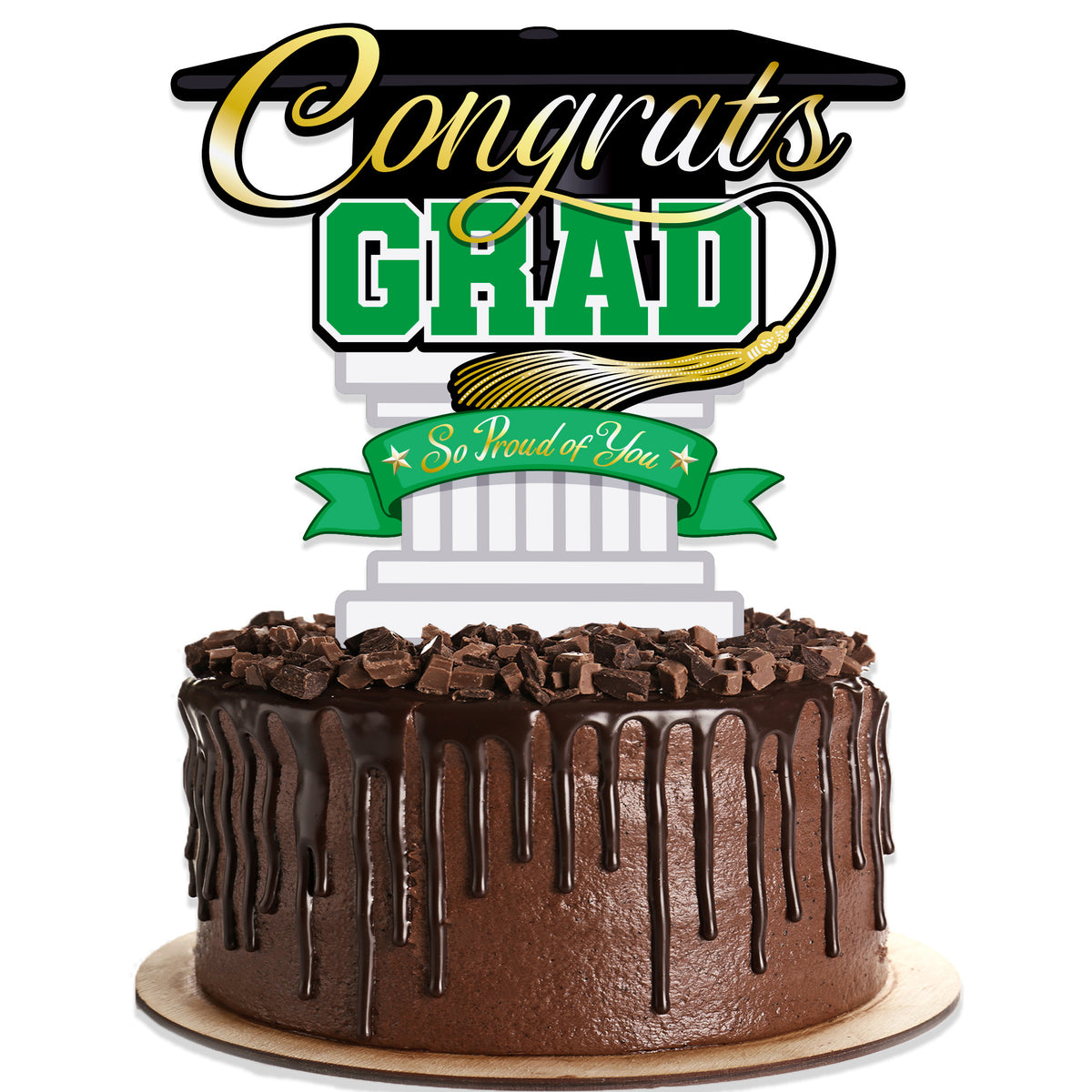 Green Graduation Cake Topper - Green Graduation Party Supplies ...