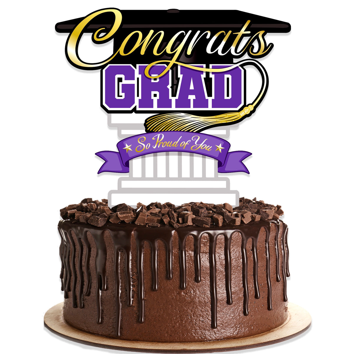 Purple Graduation Cake Topper - Purple Graduation Party Supplies ...