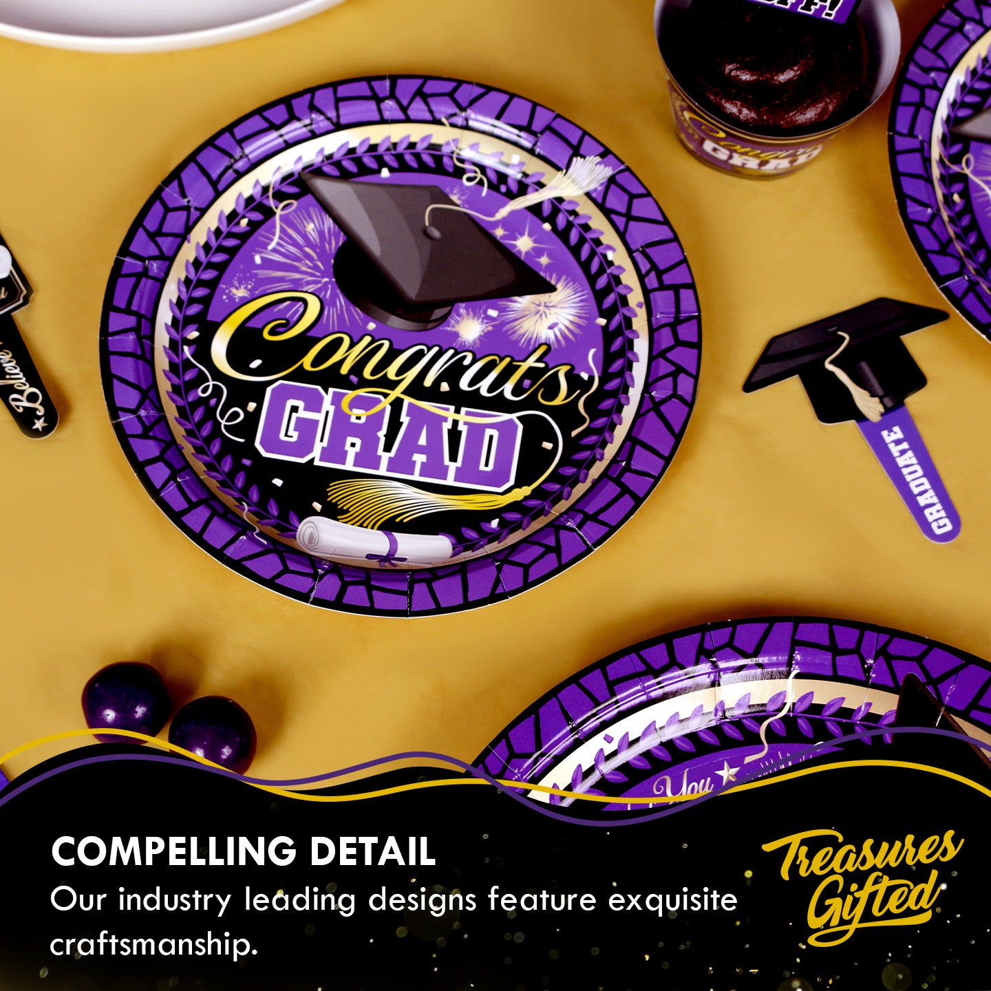 Purple Graduation Cake Topper - Purple Graduation Party Supplies ...