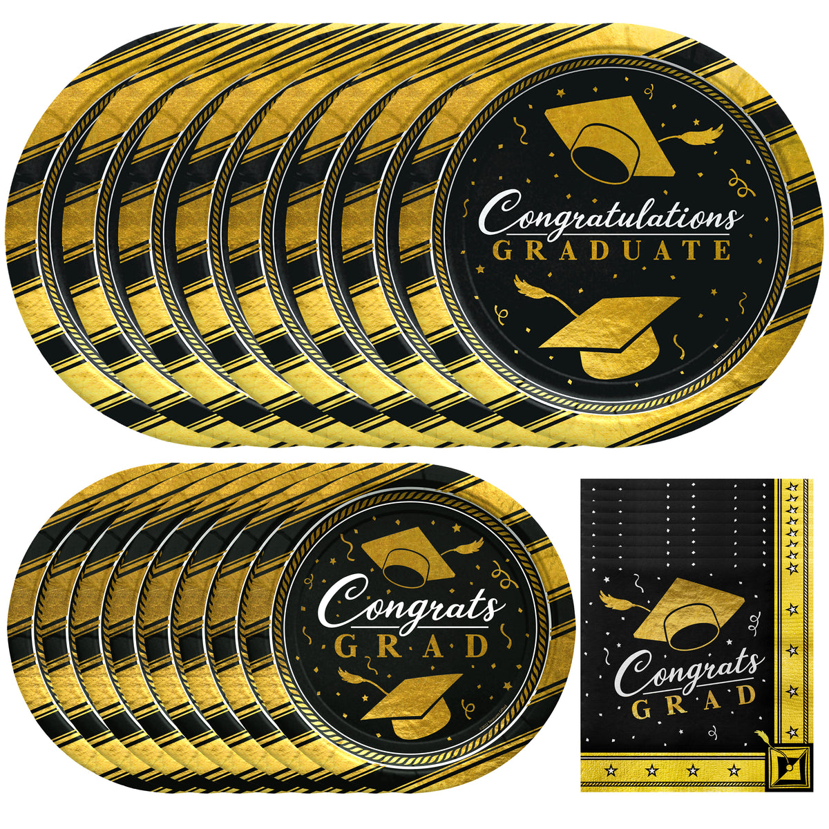 Gold Graduation Party Tableware Starter Set for 24 Guests – Treasures ...