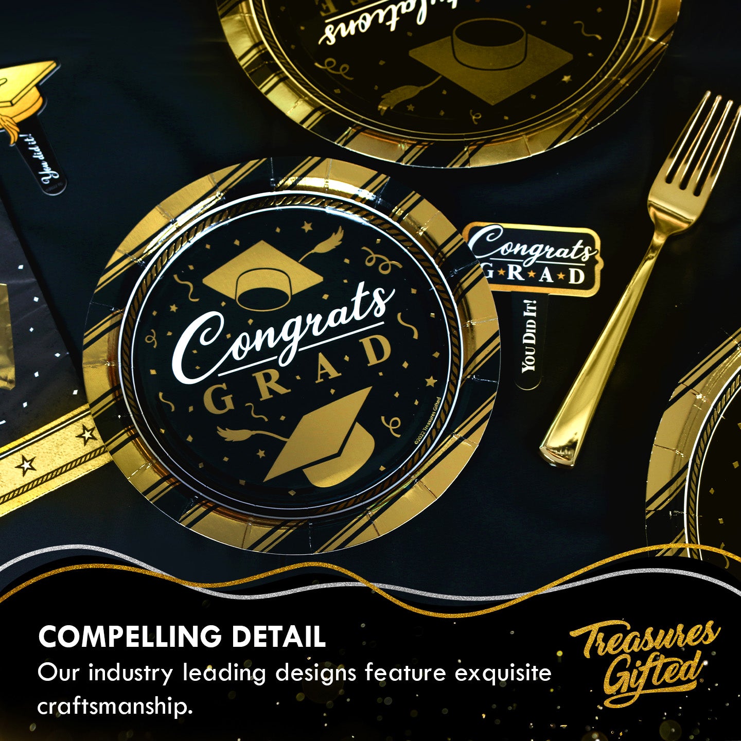 Gold Graduation Banner - Black and Gold Graduation Party Decorations ...