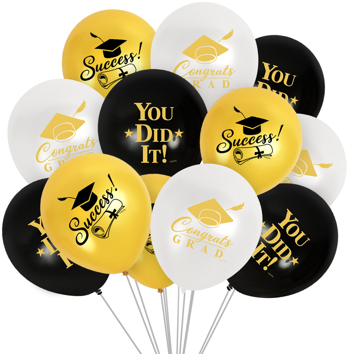 Gold Graduation Balloon Bouquet - Gold Graduation Party Supplies ...