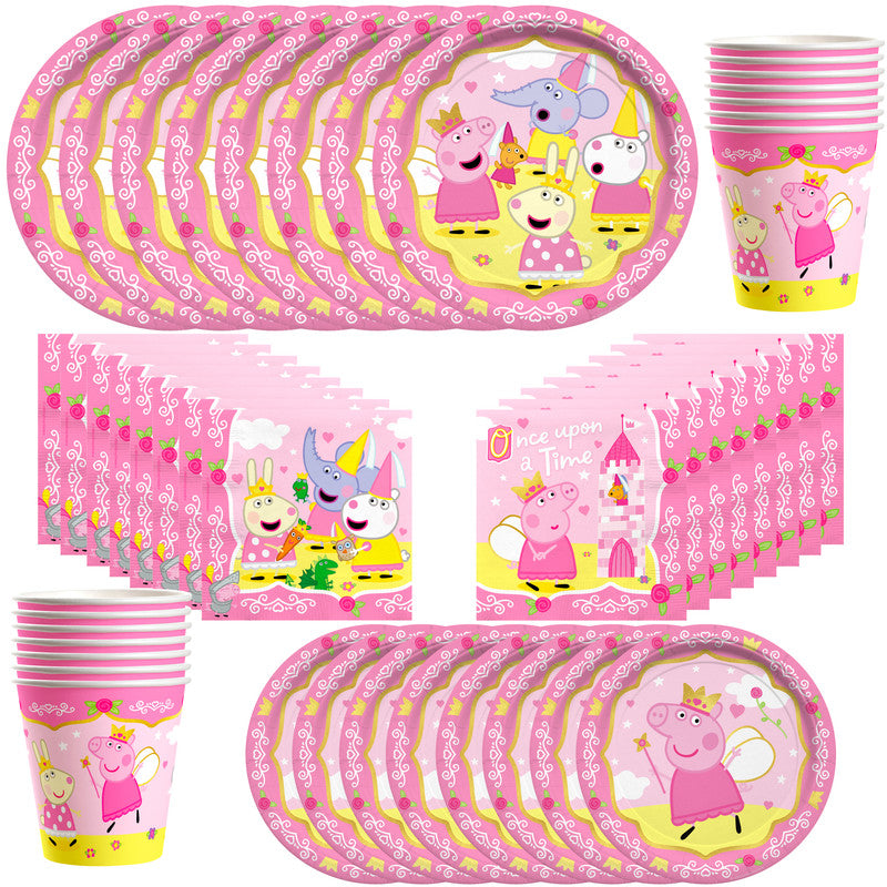 Princess Peppa Pig Party Supplies Tableware Classic Set for 16 Guests ...