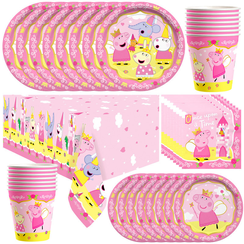 Princess Peppa Pig Party Supplies Tableware Deluxe Set for 24 Guests ...