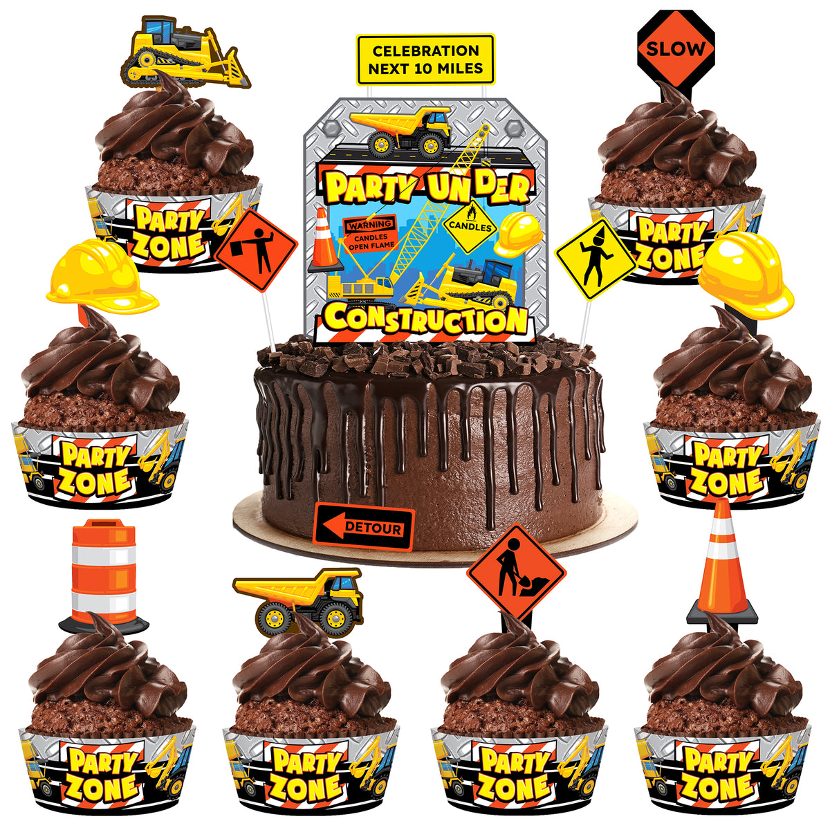 Construction Cake Topper & Construction Cupcake Toppers Kit – Treasures ...