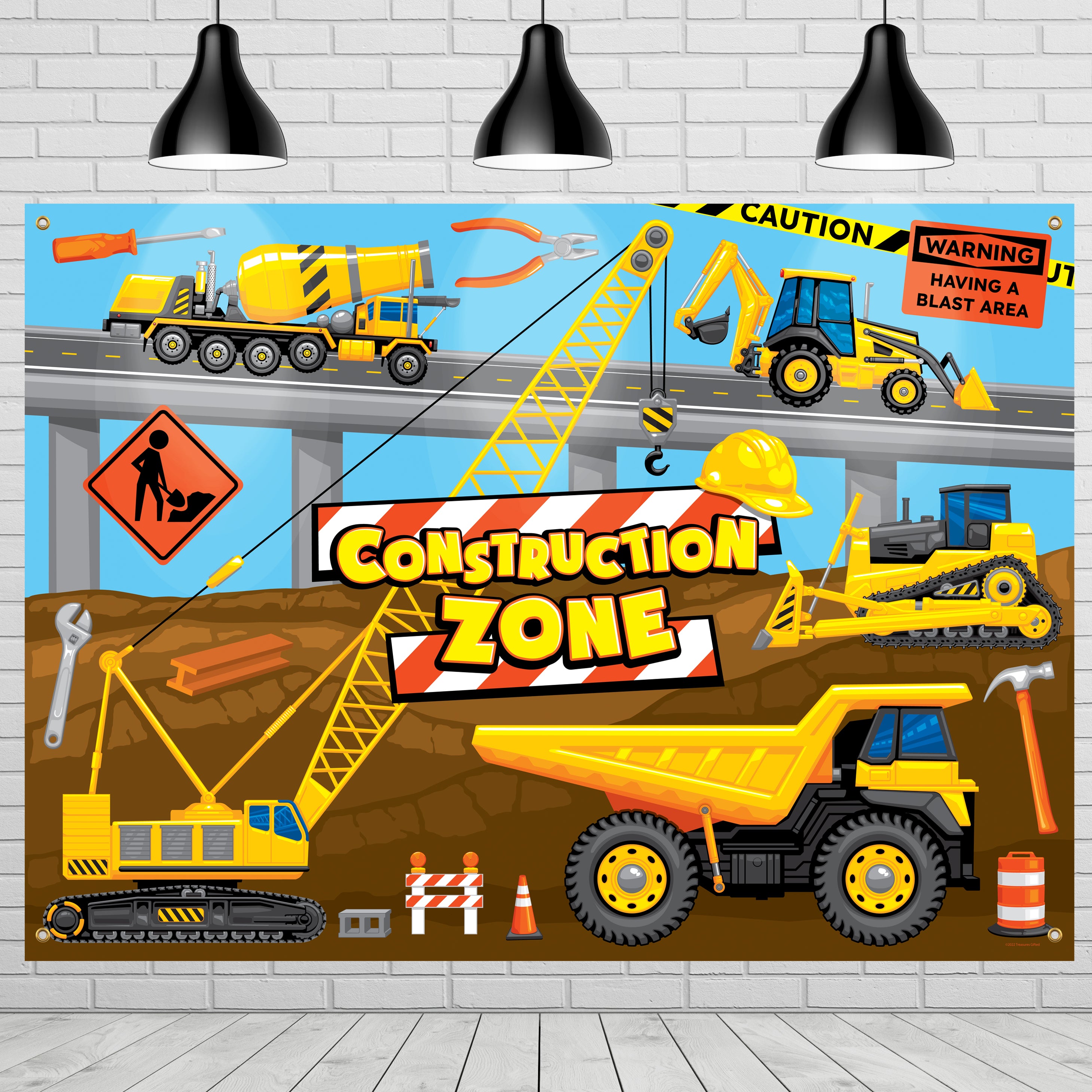 Construction Backdrop Banner - Construction Party Supplies – Treasures ...